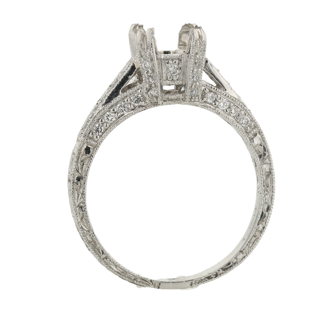 "The Kathy Engagement Ring Setting" 0.31CTTW RBS F/VS PLAT HAND CARVED ...